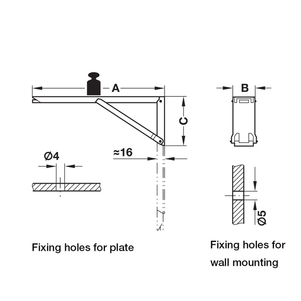 Folding Bracket - 30kg capacity per pair – HAFELE HOME